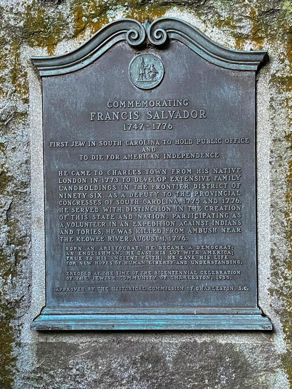 Memorial of Francis Salvador | The Liberty Trail